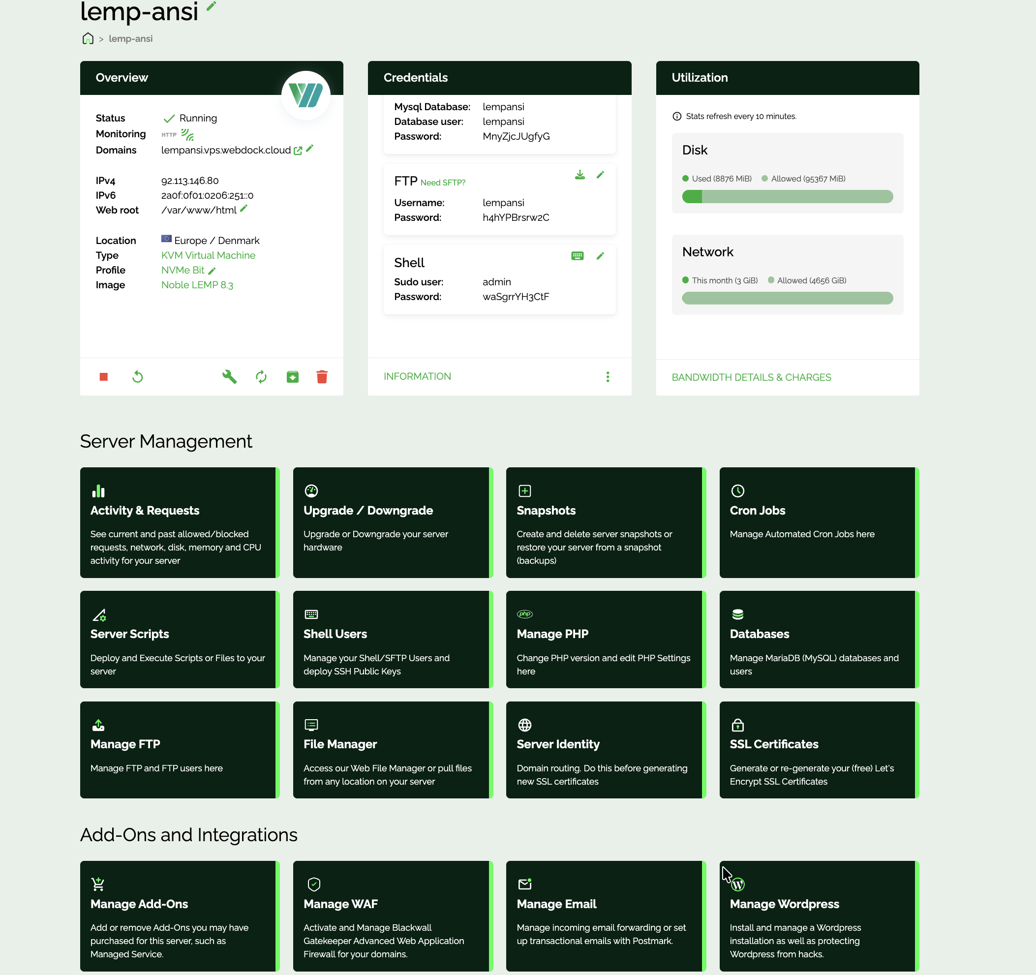 Server Management • Power & Resize